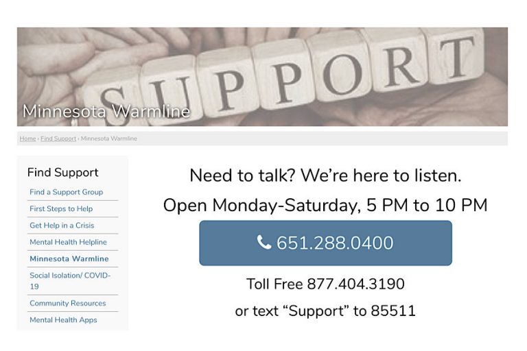 Minnesota Warmline is here to listen – AdultMentalHealth.org