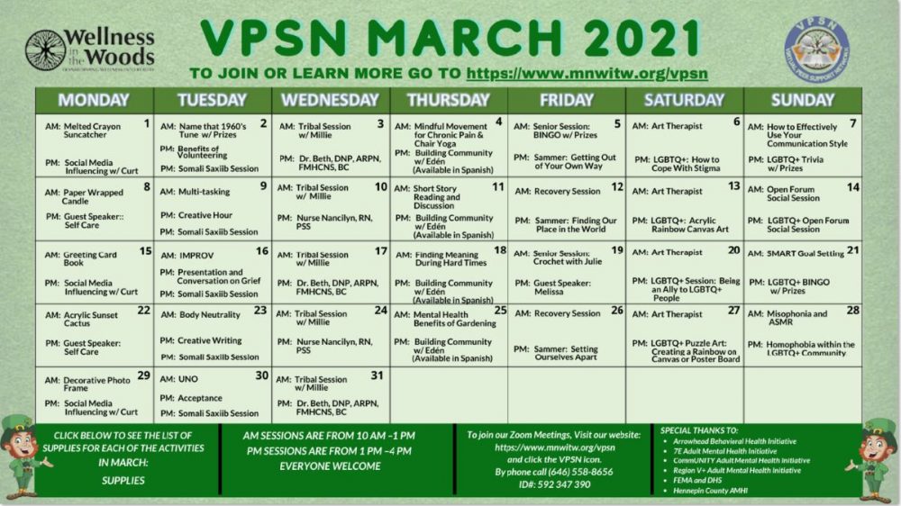 March 2021 VSPN Calendar – AdultMentalHealth.org