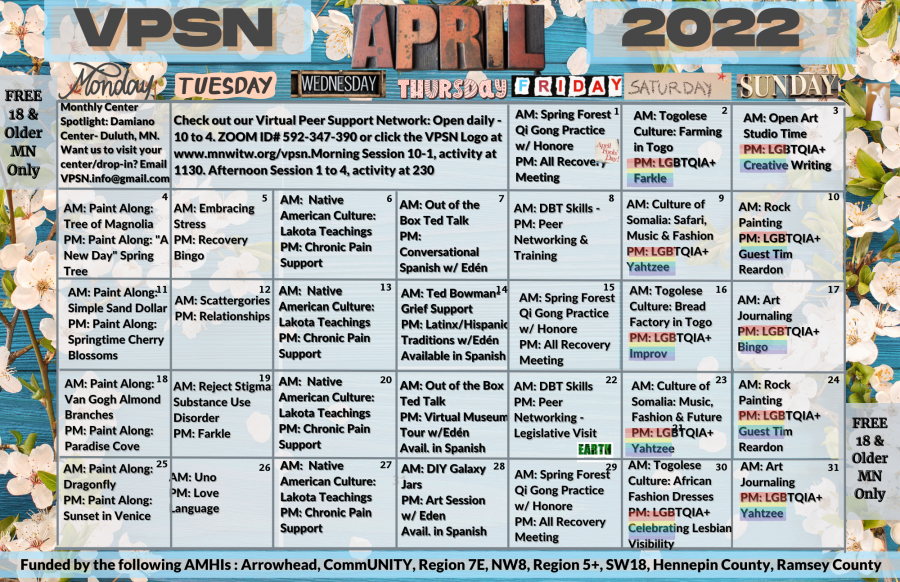 April VPSN calendar – AdultMentalHealth.org