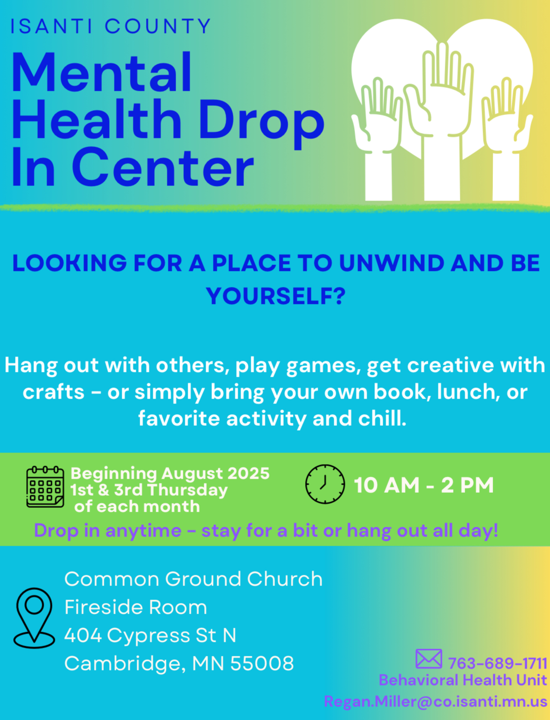 Great News! Isanti Drop-in Center starts in August! – AdultMentalHealth.org